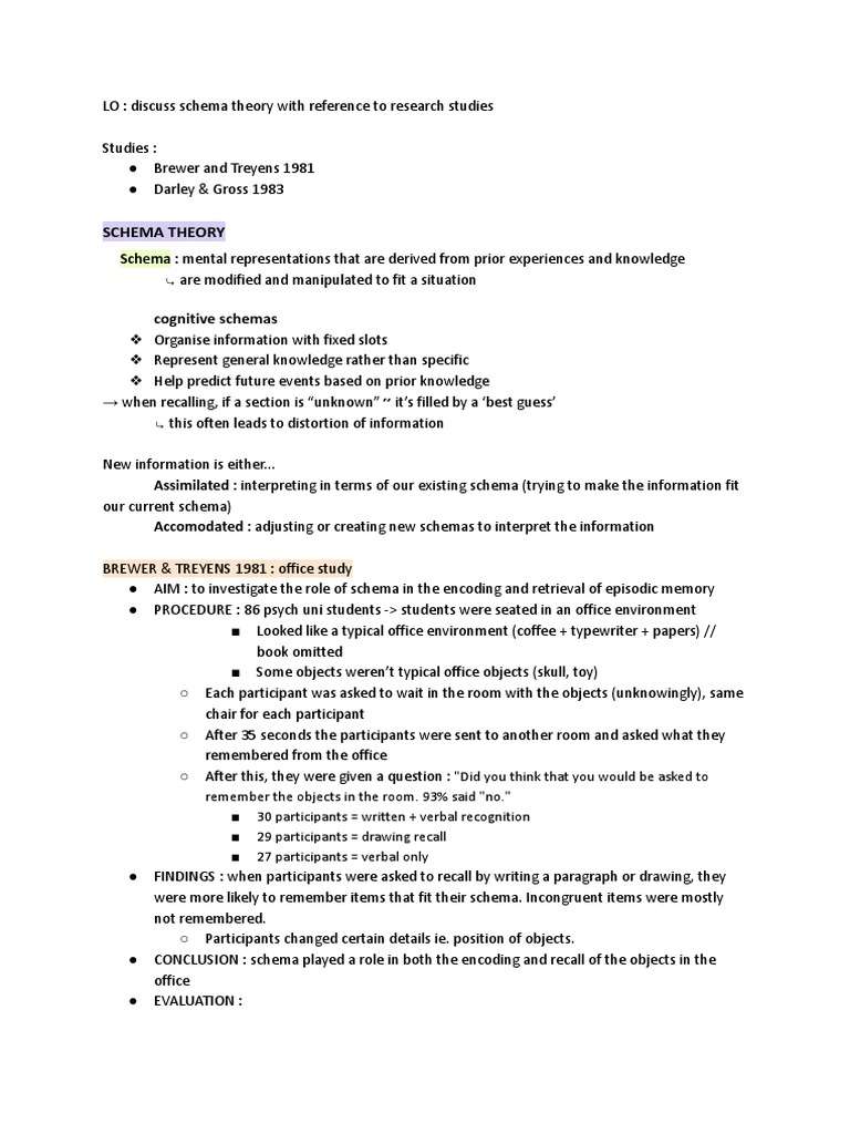 Cognitive Approach | PDF | Schema (Psychology) | Memory