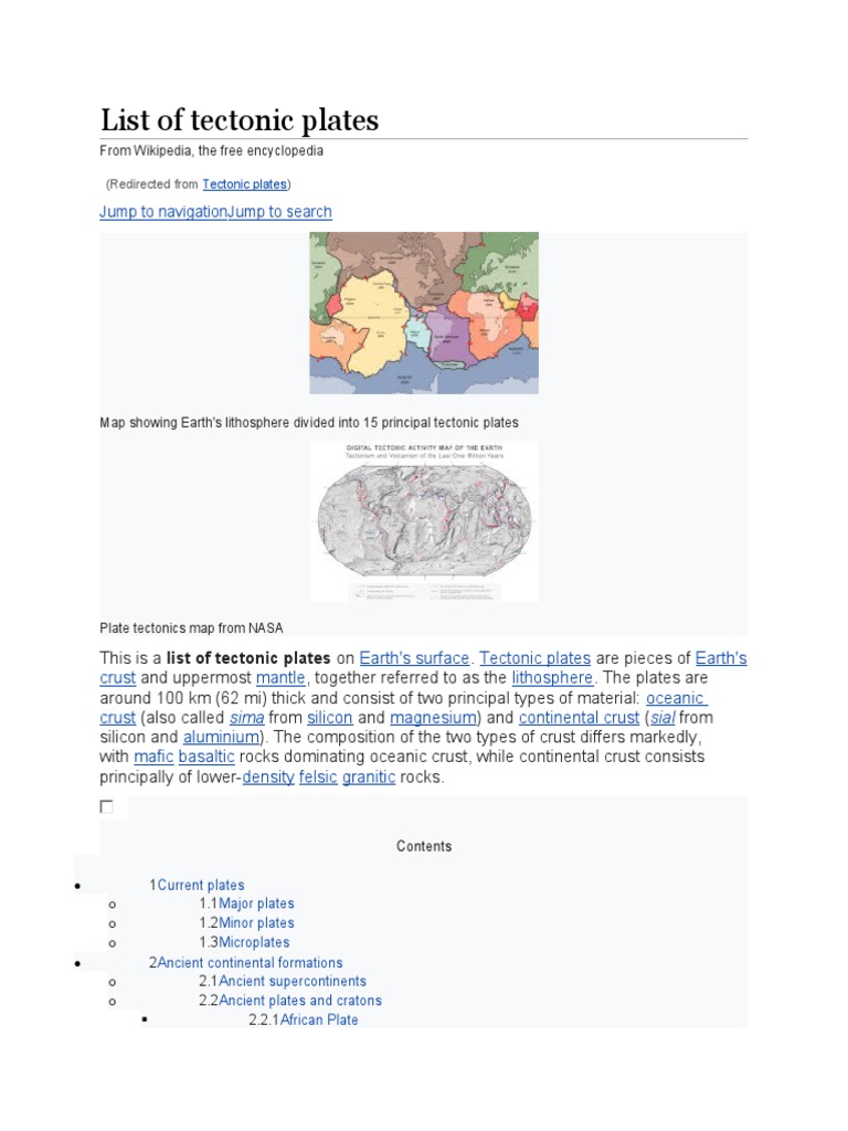 List of Tectonic Plates: Jump To Navigation Jump To Search | PDF ...