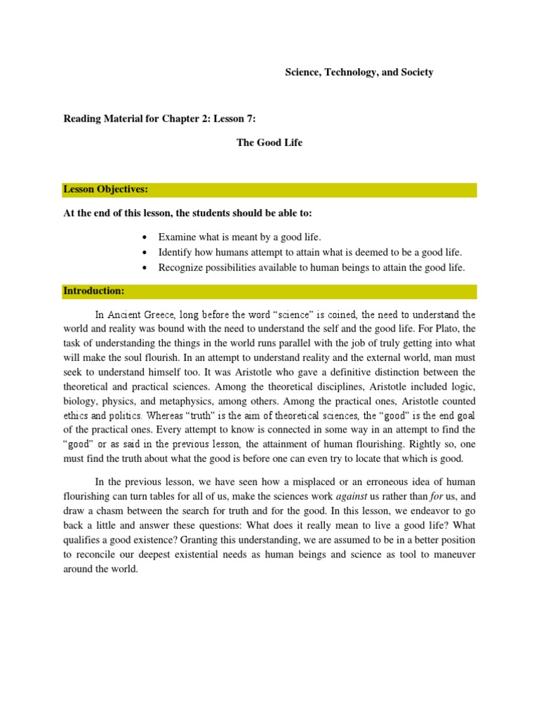 Examining Concepts of the Good Life: Aristotle's Influence on Ancient ...
