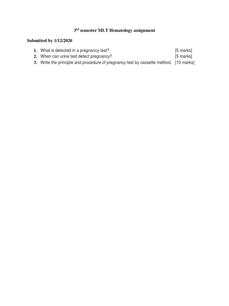 3rd Semester MLT Hematology Assignment | PDF | Career & Growth | Science & Mathematics
