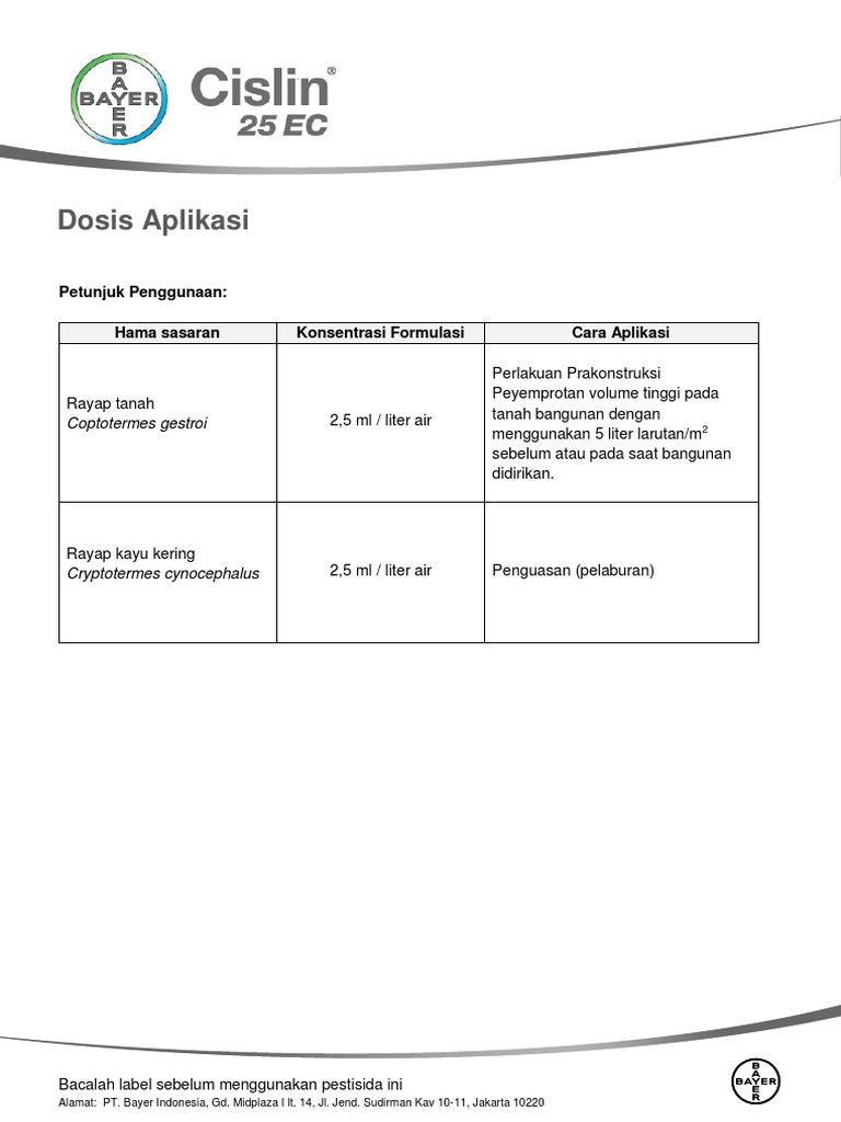 Cislin 25 EC Dosis Rekomendasi | PDF