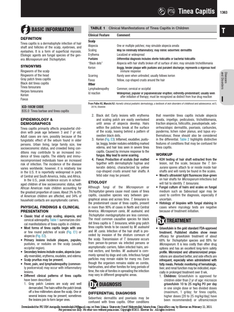 Tinea Capitis Inggris CK | Dermatology | Cutaneous Conditions