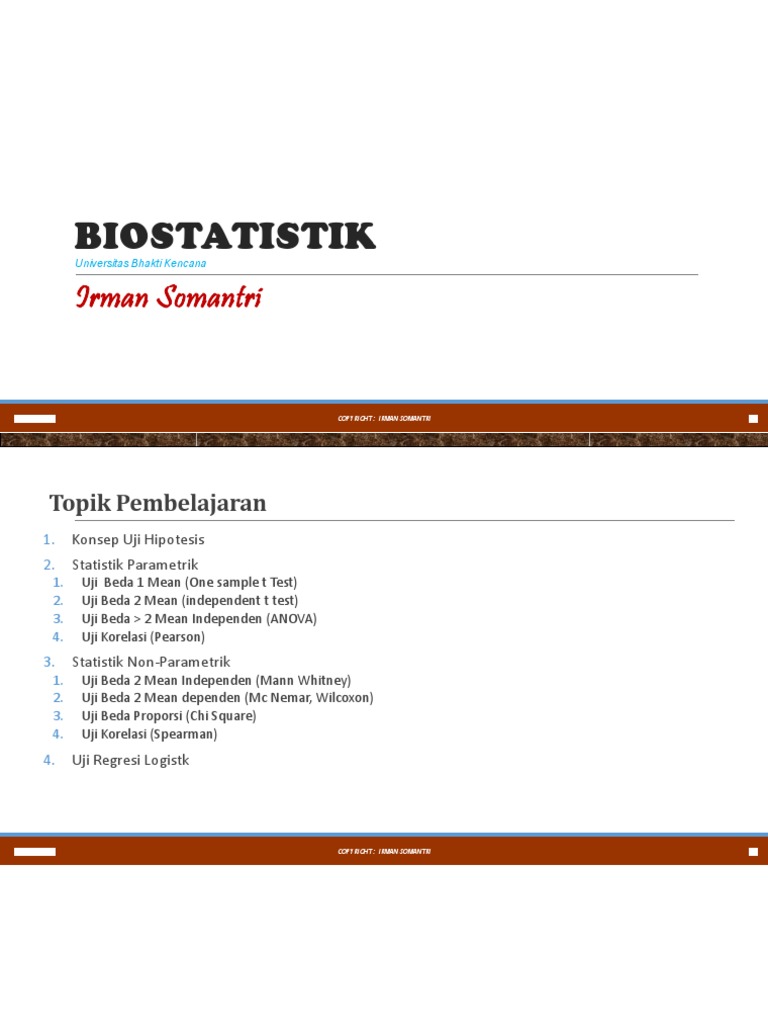 STATISTIK PARAMETRIK DAN NON PARAMETRIK TAHAP 2 BIOSTAT Pert 20 | PDF