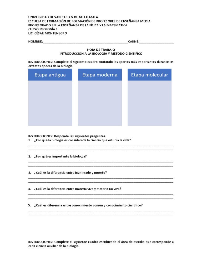 Introducción a la Biología y Método Científico | PDF | Biología ...