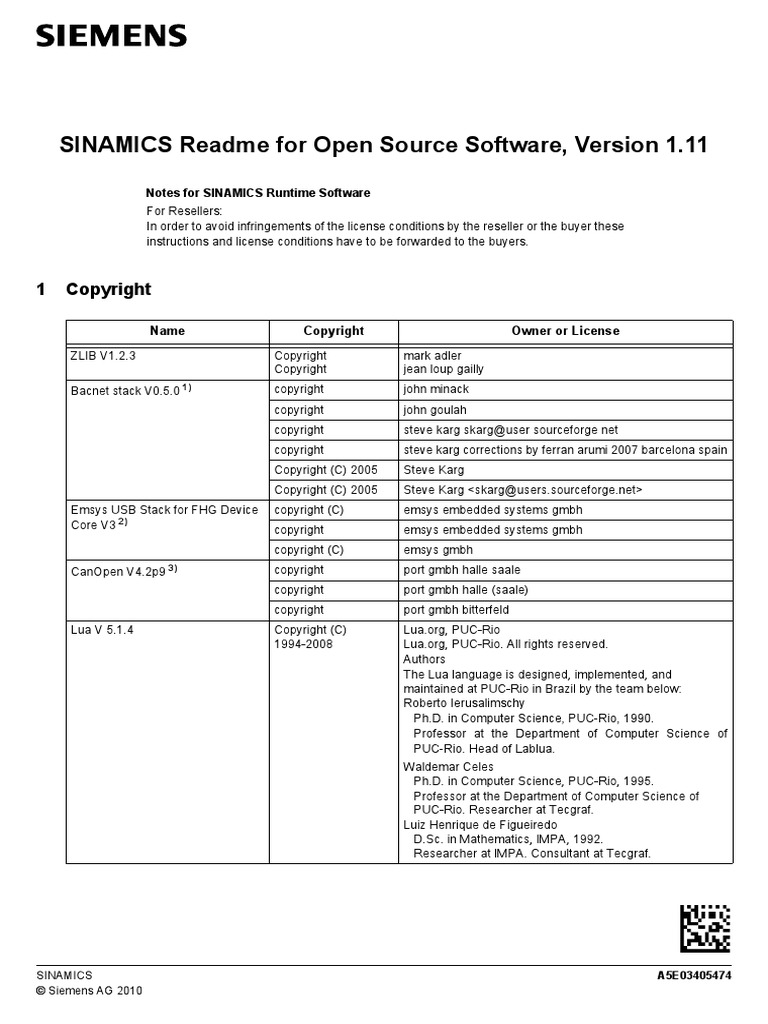 SINAMICS Readme For Open Source Software, Version 1.11 | PDF | License ...