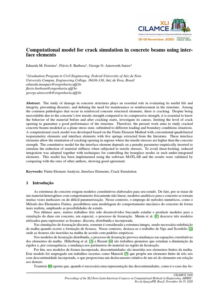Computational Model For Crack Simulation in Concrete Beams Using Interface Elements | Download ...