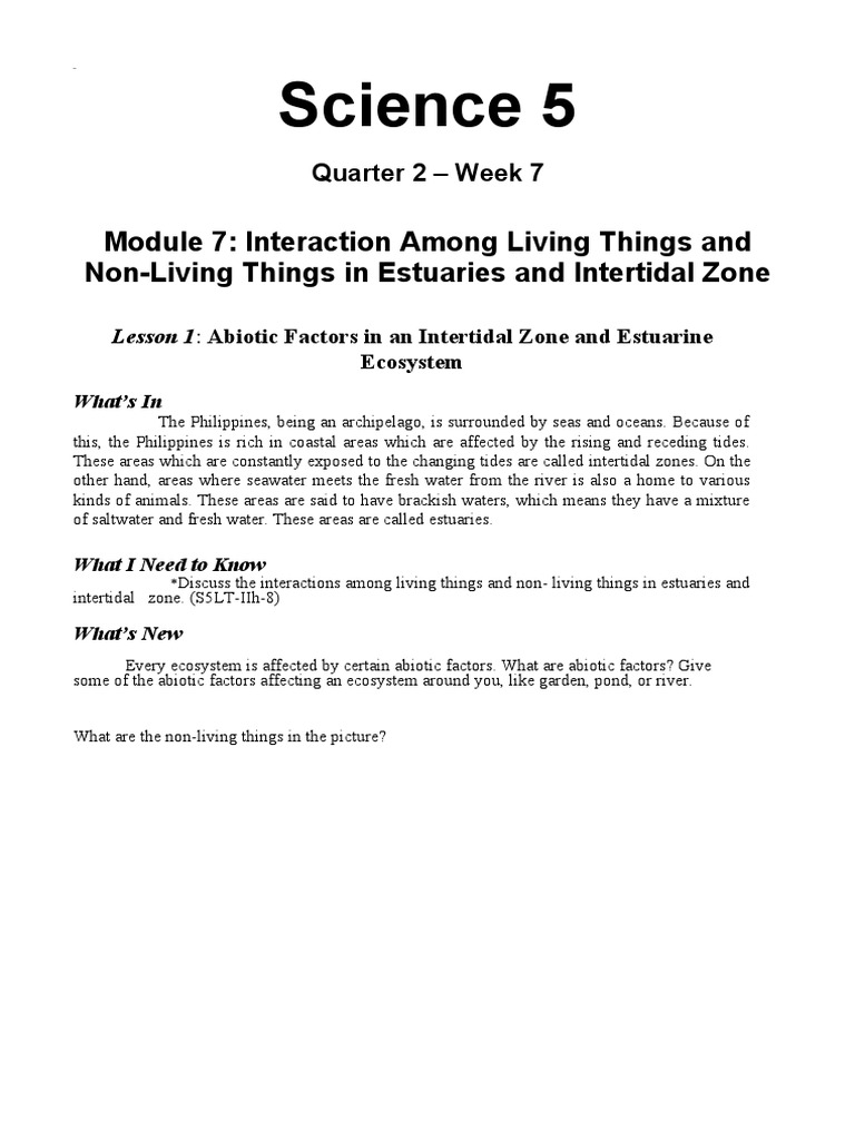 Science 5: Module 7: Interaction Among Living Things and Non-Living ...