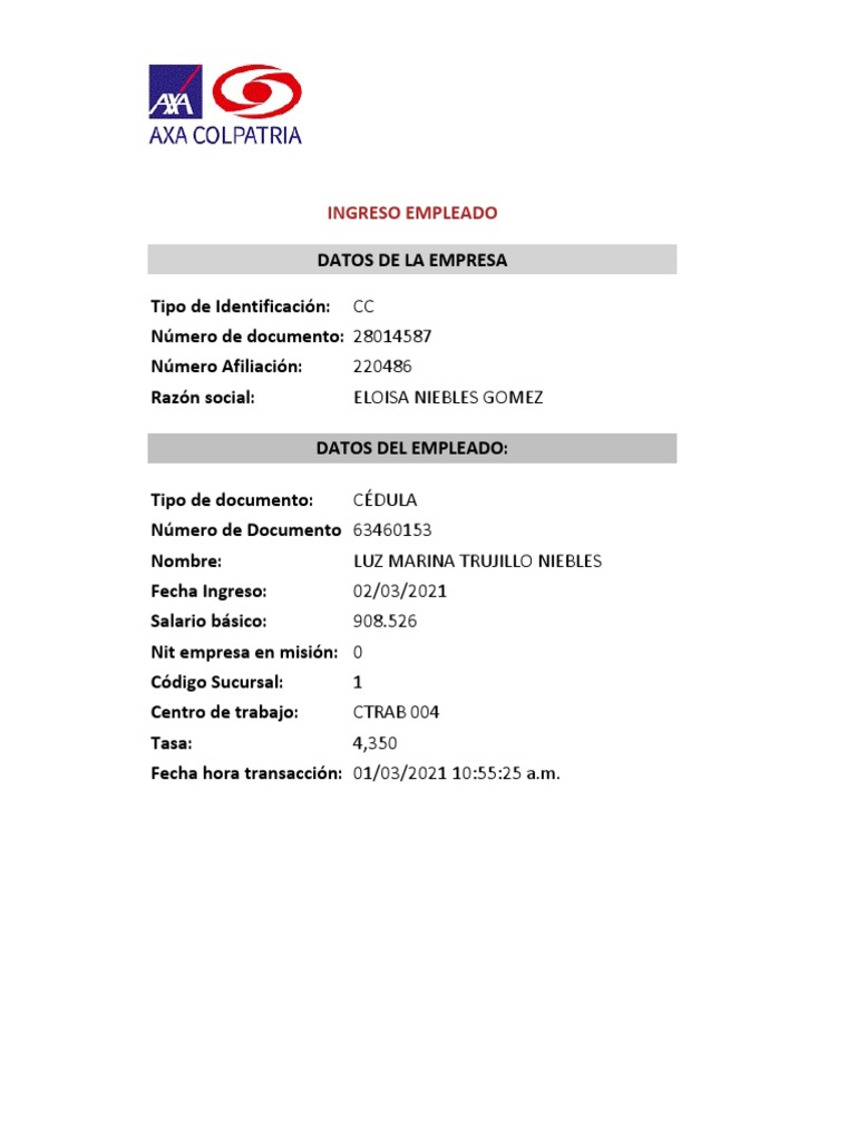 Afiliacion Colpatria 2021 | PDF