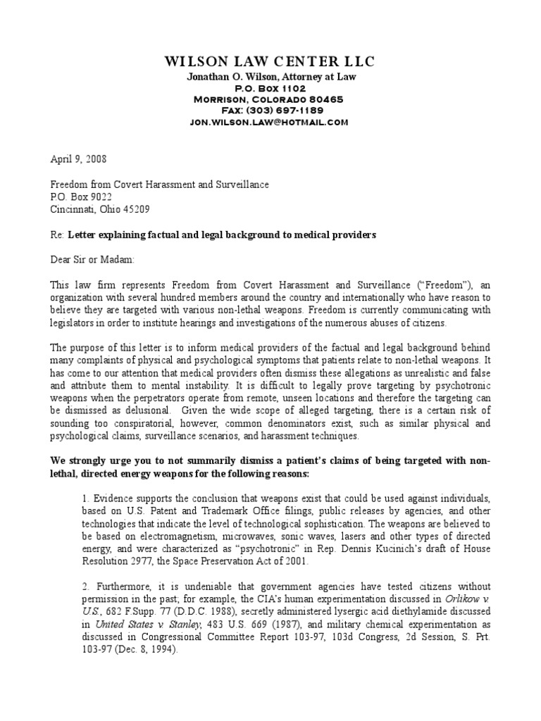 Jon Wilson Attorney Letter | PDF | Surveillance | Harassment
