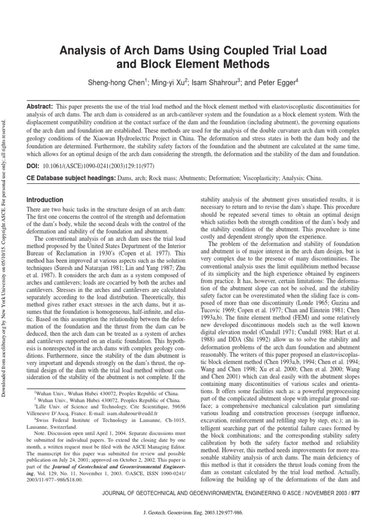 Analysis of Arch Dams Using Coupled Trial Load | PDF | Dam | Stress ...