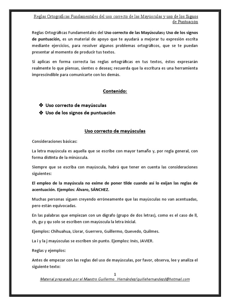 Uso Correcto de Mayúsculas y Signos de Puntuación | PDF | Caso de carta ...