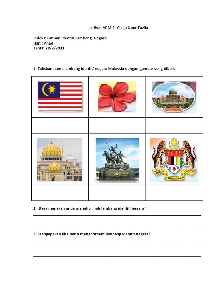 Latihan IDENTITI LAMBANG NEGARA ABM 3 | PDF