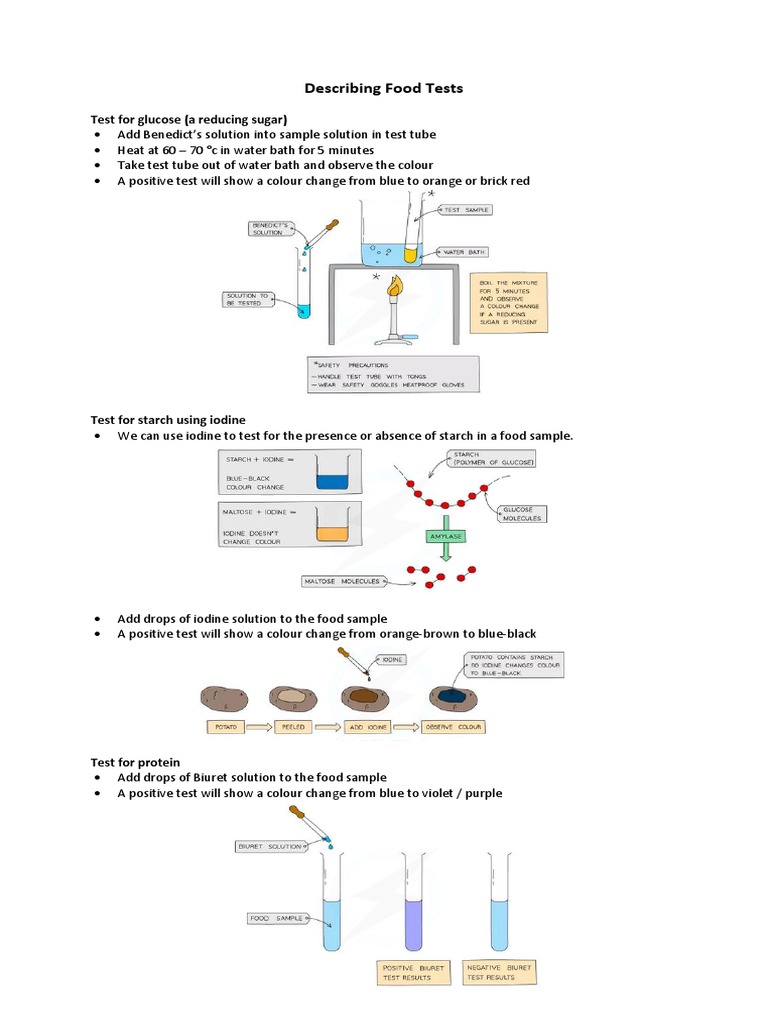 Describing Food Tests: Test For Glucose (A Reducing Sugar) | PDF
