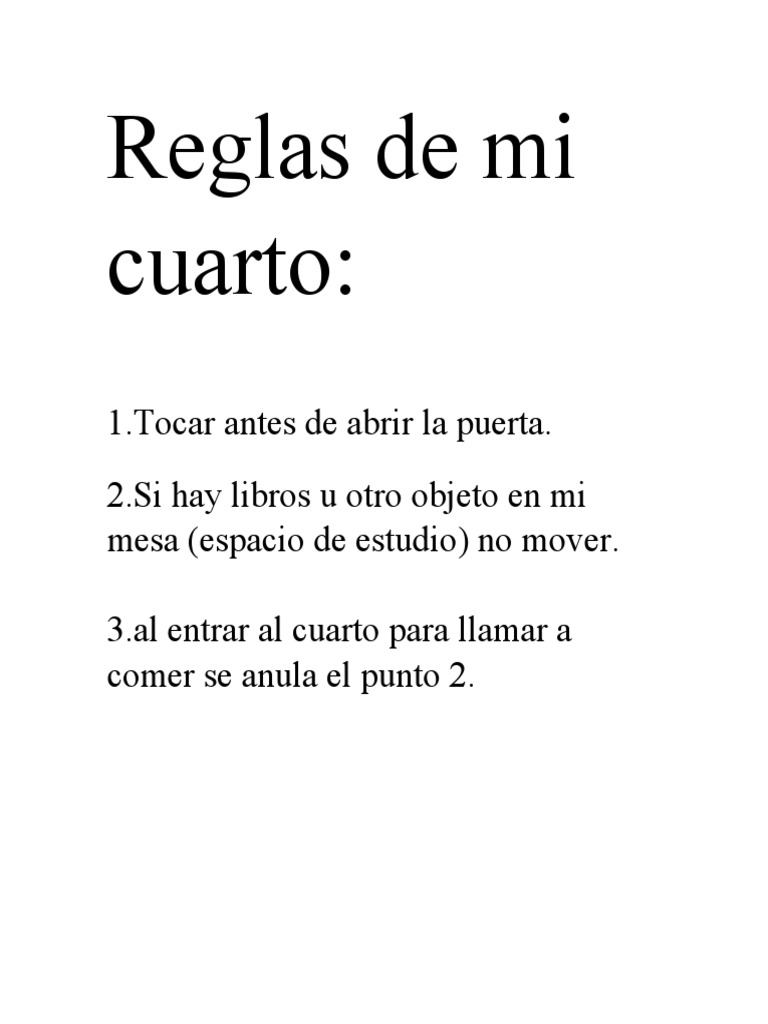 Reglas de Mi Cuarto | PDF