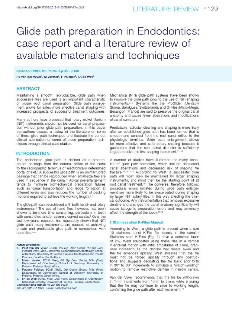 Glide Path Preparation in Endodontics: Case Report and A Literature ...