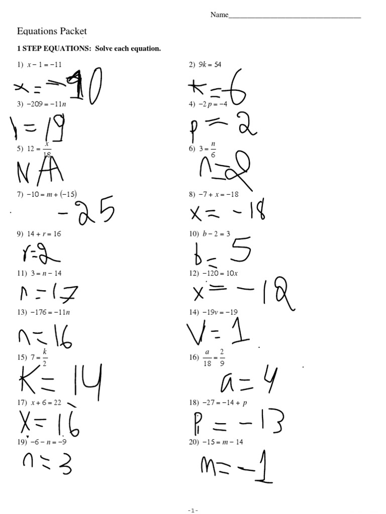 Solving Equations Packet | PDF | Equations | Teaching Mathematics