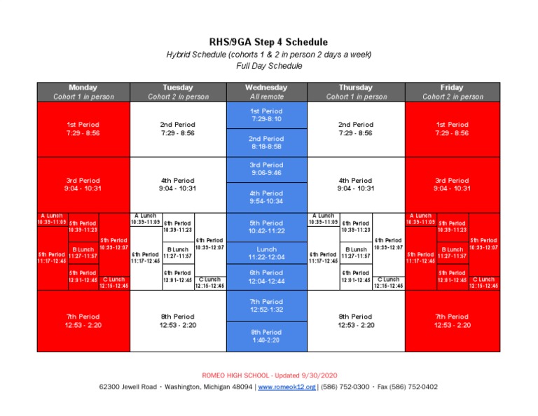 RHS Schedule - Step 4 | PDF | Sports