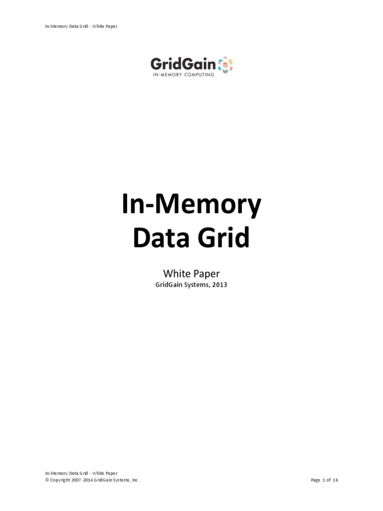 In - Memory Data Grid: White Paper | PDF | Scalability | Information Age