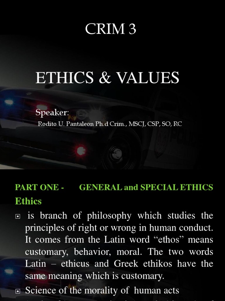 POLICE Ethics Values | PDF | Morality | Crime & Violence