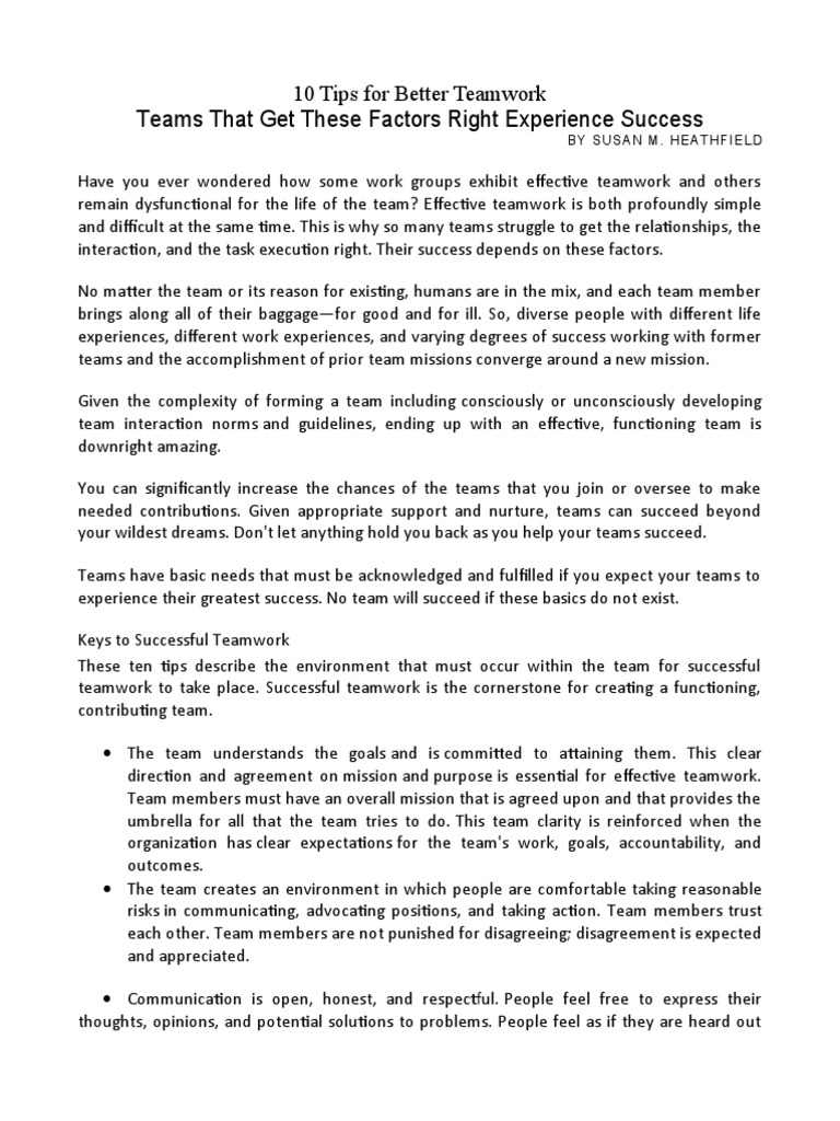 10 Keys to Effective Teamwork: Understanding Goals, Open Communication ...