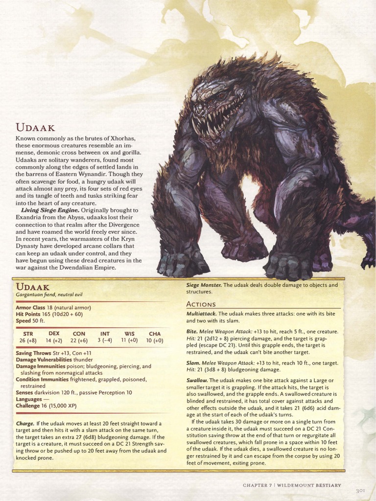 The Udaak: A Gargantuan Siege Monster Used by the Kryn Dynasty | PDF ...