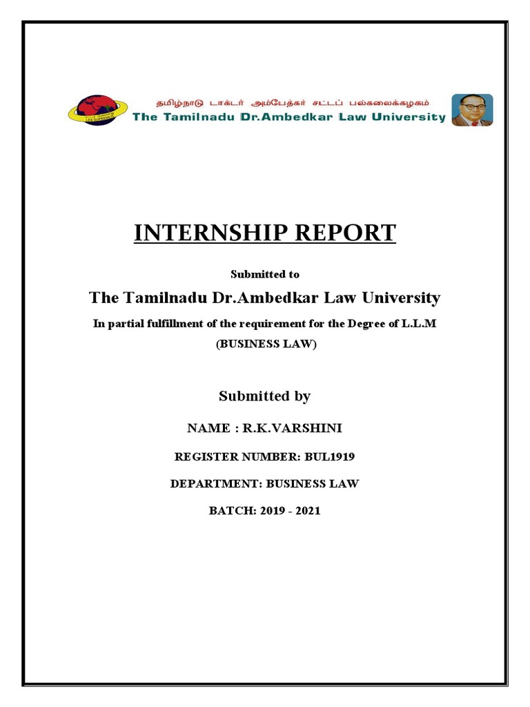 Internship Report: The Tamilnadu DR - Ambedkar Law University ...