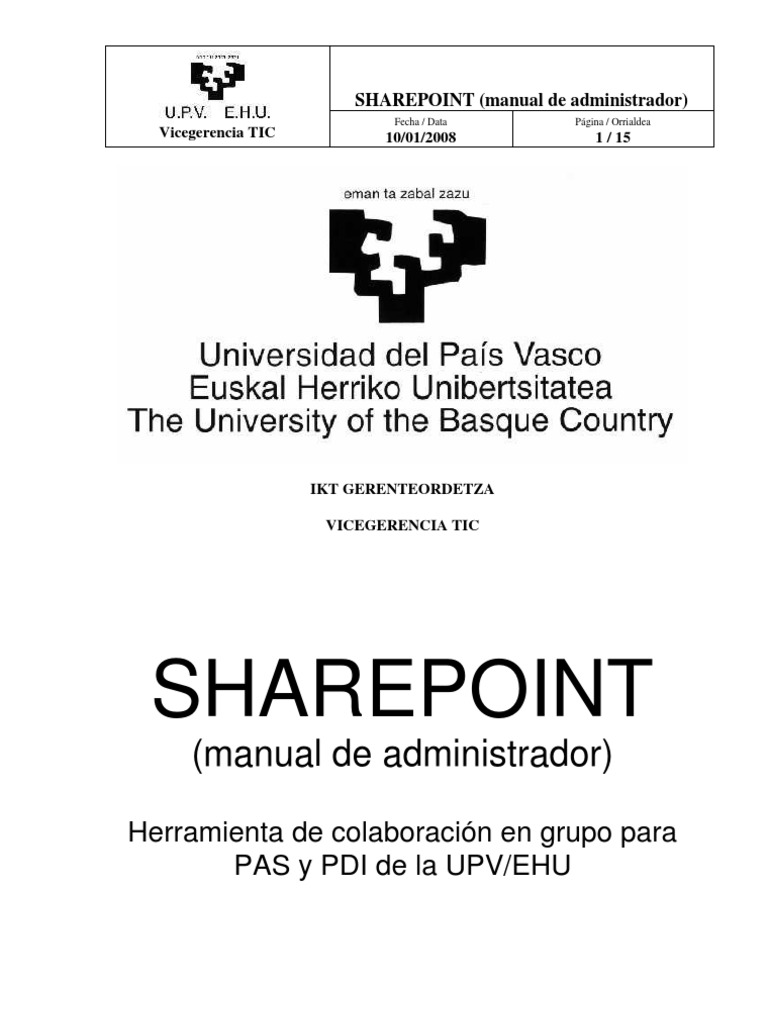 Sharepoint Manual-Admin | PDF | Tecnología de información y ...