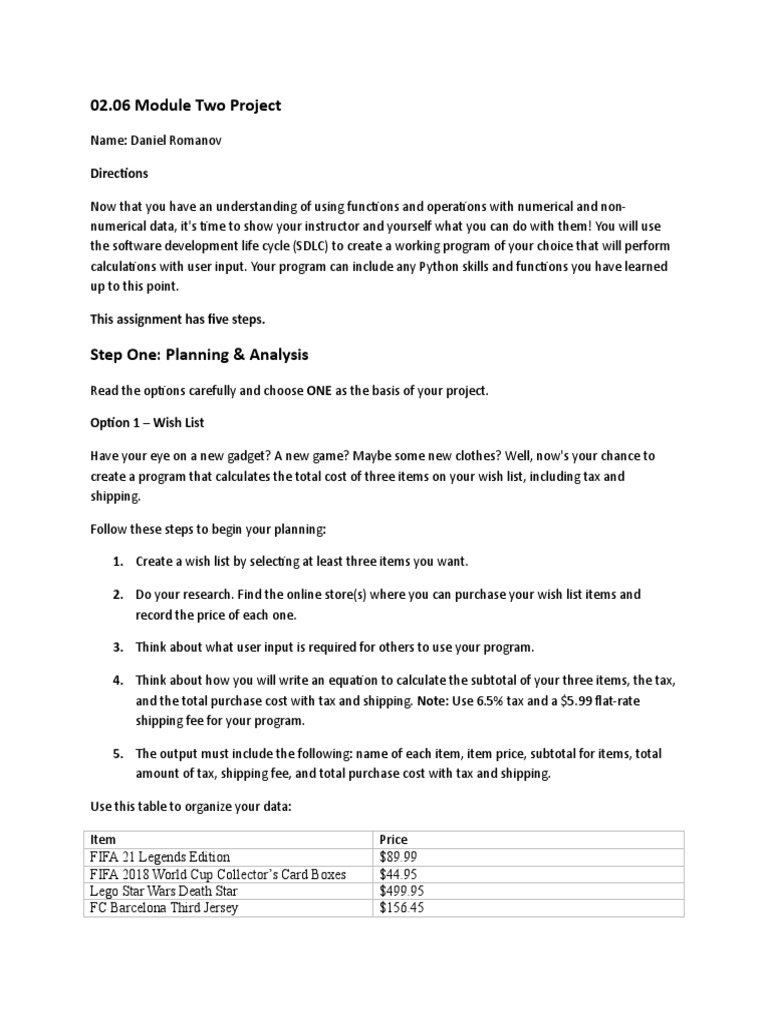 02.06 Module Two Project | PDF | Computer Program | Programming