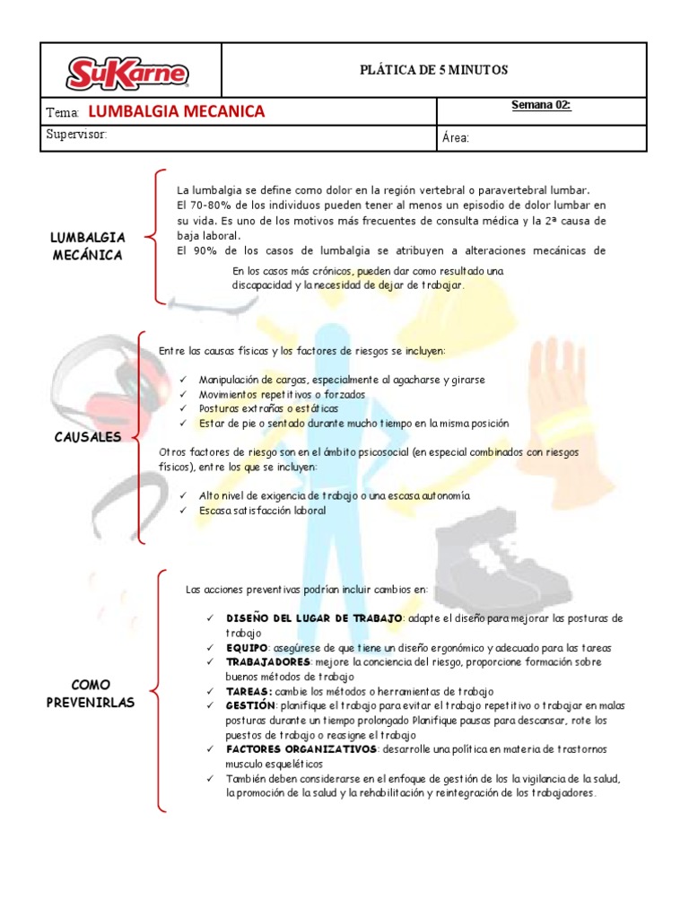 Platica de 5 Minutos Semana 02 SM | PDF | Dolor lumbar | Medicina CLINICA