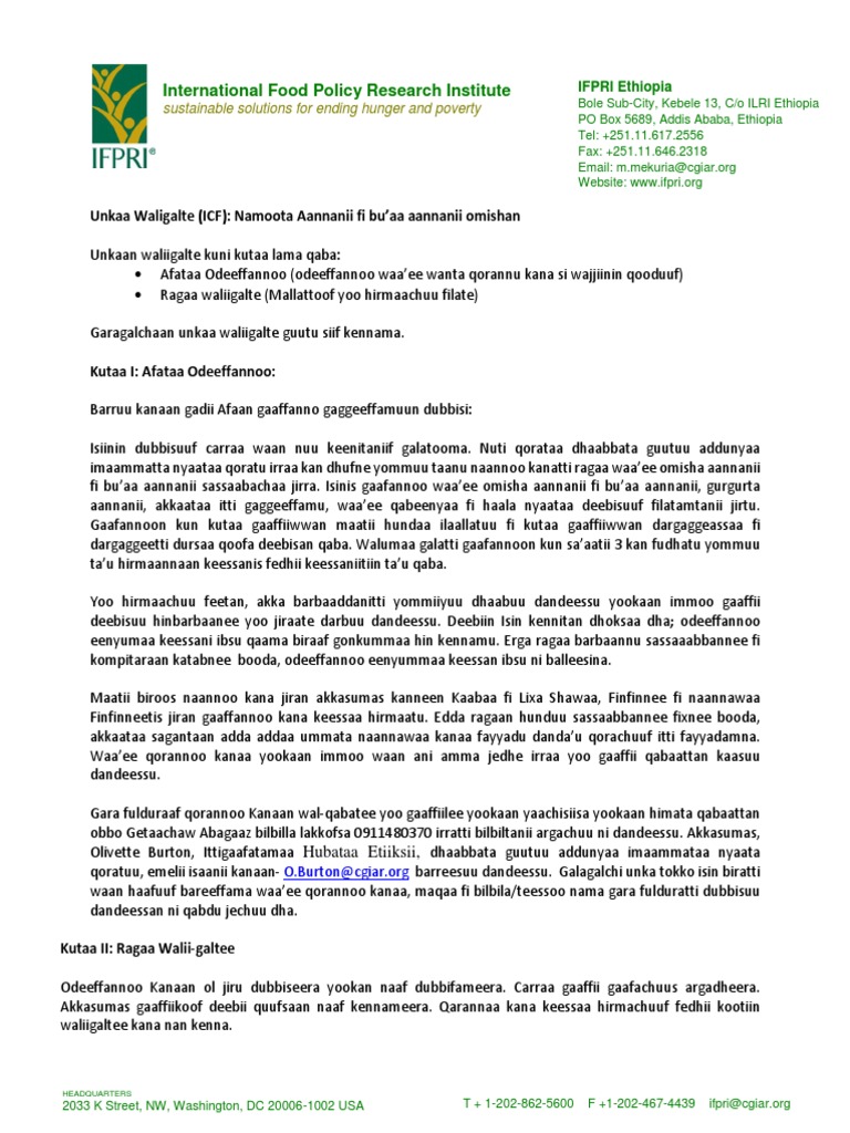 IRB Consent Form Dairy Producers Oromiffa | PDF | Hunger | Food And Drink