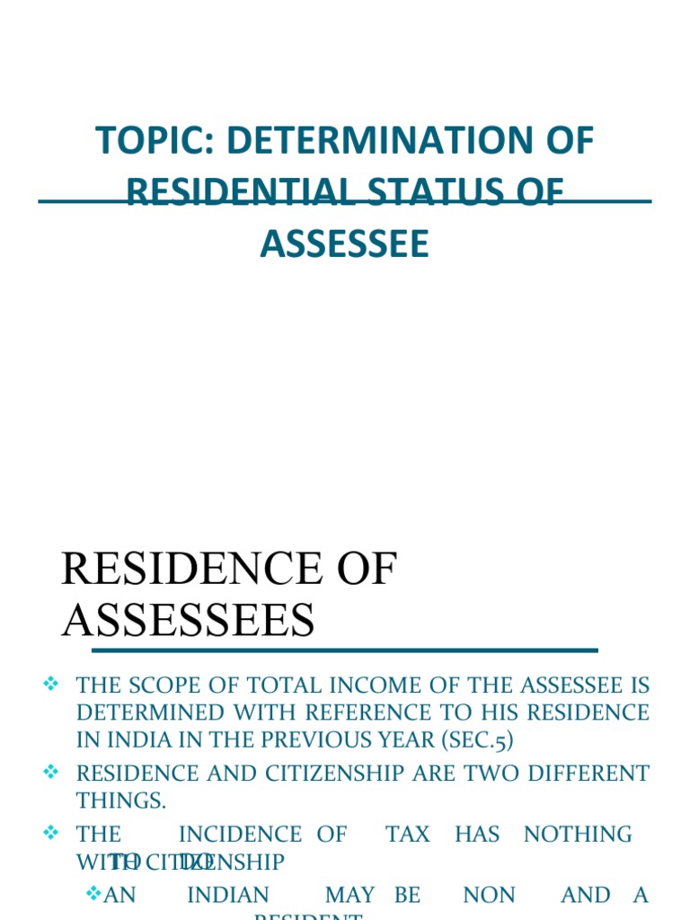 Understanding Residential Status in India | PDF