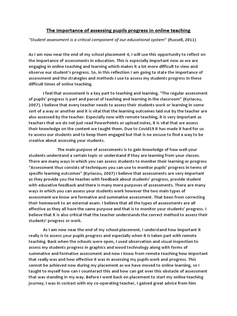 Week8 Reflection Assessingpupilsprogressonline | PDF | Educational ...