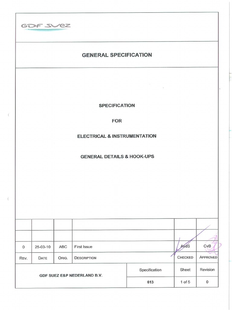 Specification 613 Rev 1274365389. 0 Electrical and Instrumentation ...
