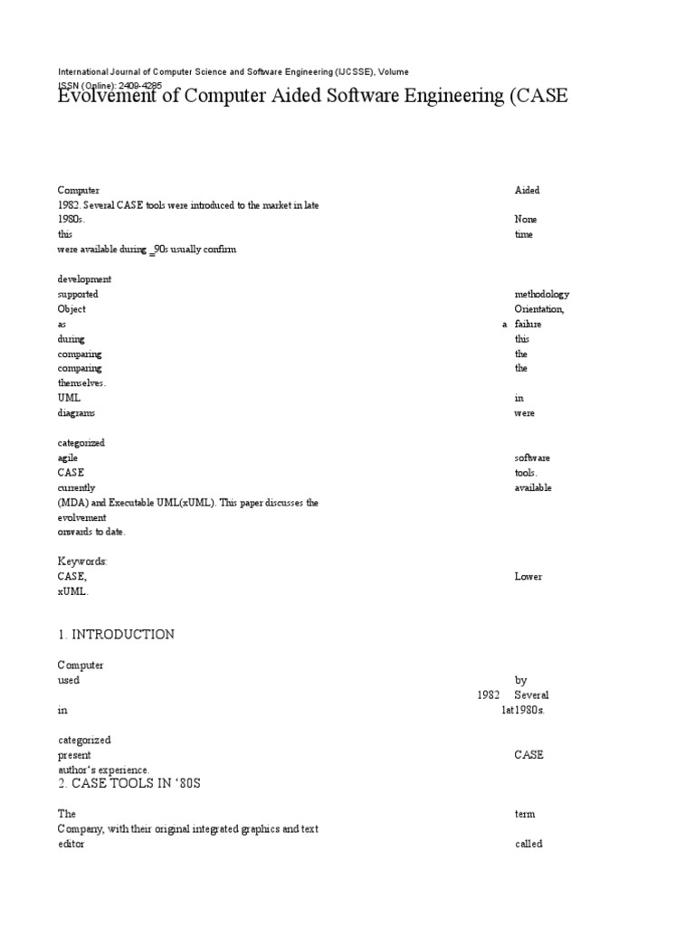Evolvement of Computer Aided Software Engineering (CASE) Tools: A | PDF ...