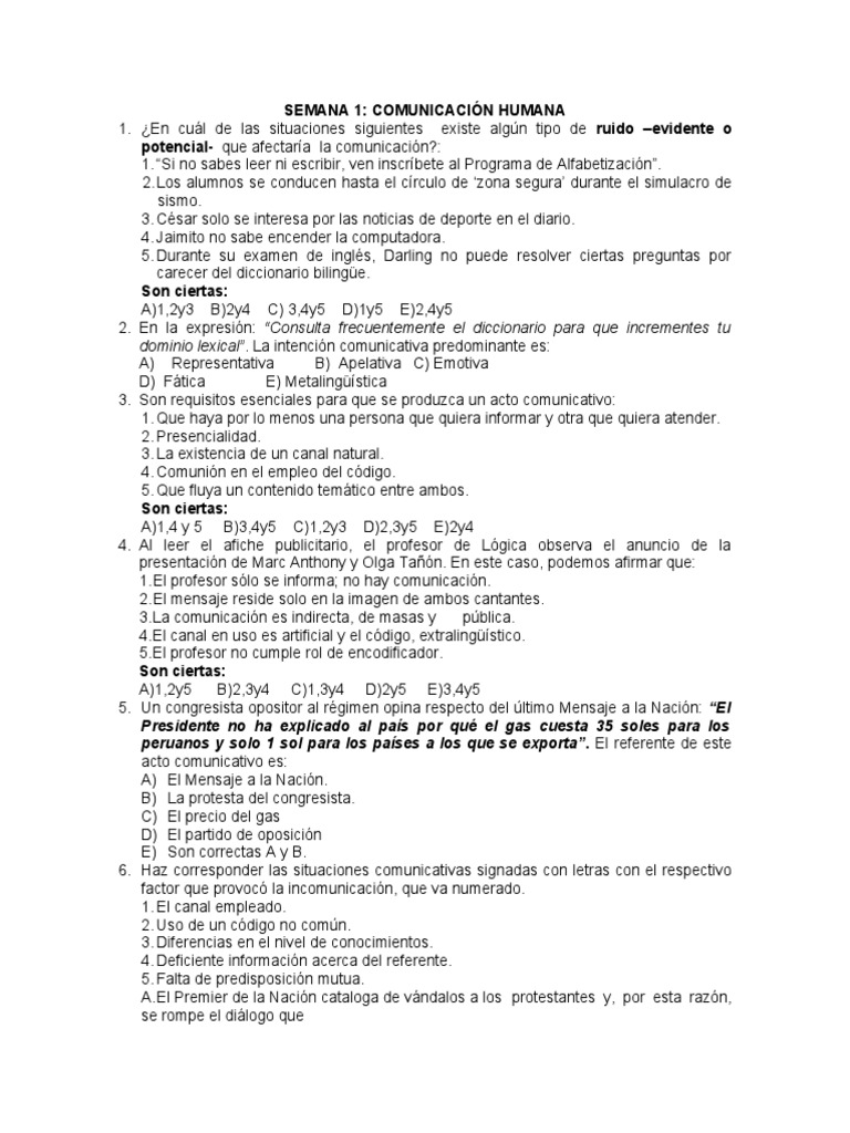 Semana 1 Comunicación Ciencias | PDF | Comunicación | Comunicación humana