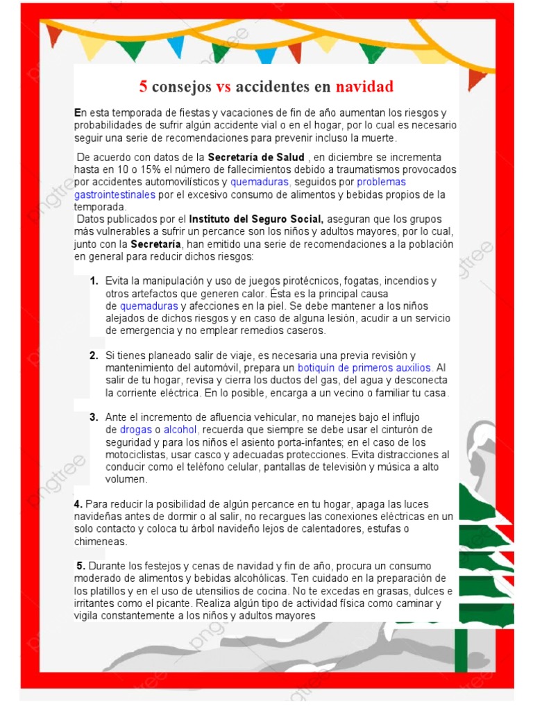 5 Consejos Vs Accidentes en Navidad | PDF | Primeros auxilios | Navidad