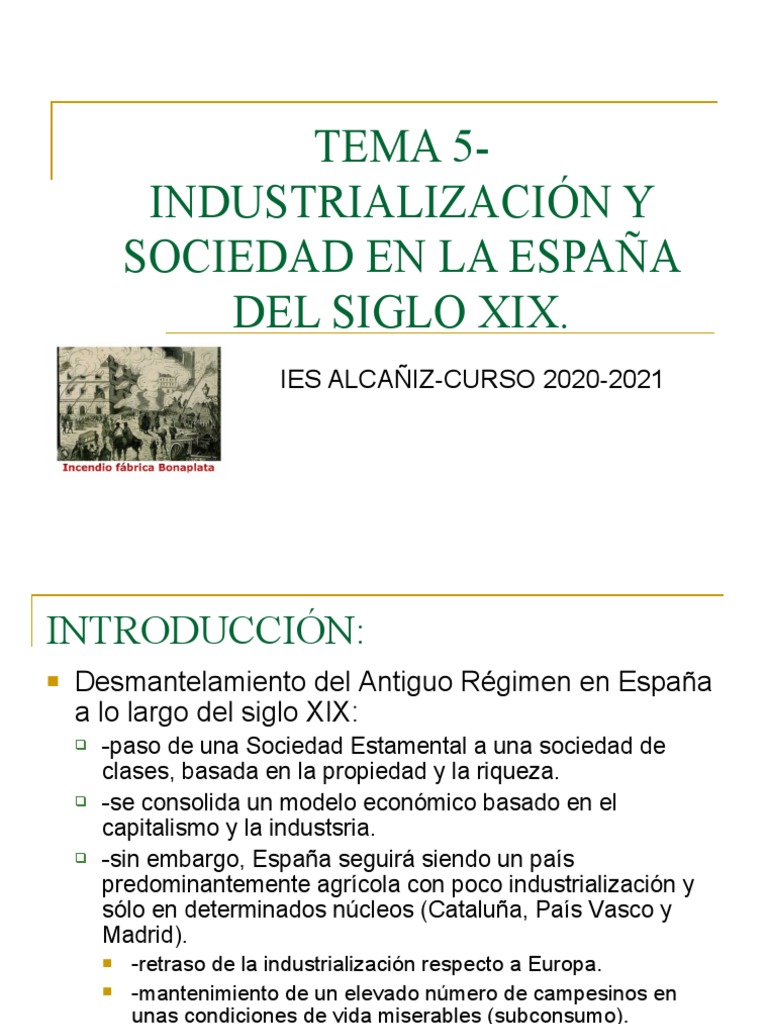 Tema 5-Industrializacion y Sociedad en La España Del Siglo Xix | PDF | Agricultura | Minería
