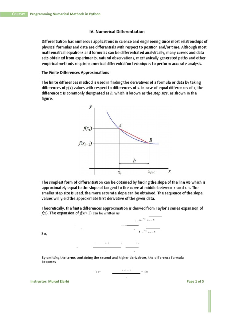 Python Numerical Differentiation | PDF | Finite Difference | Derivative