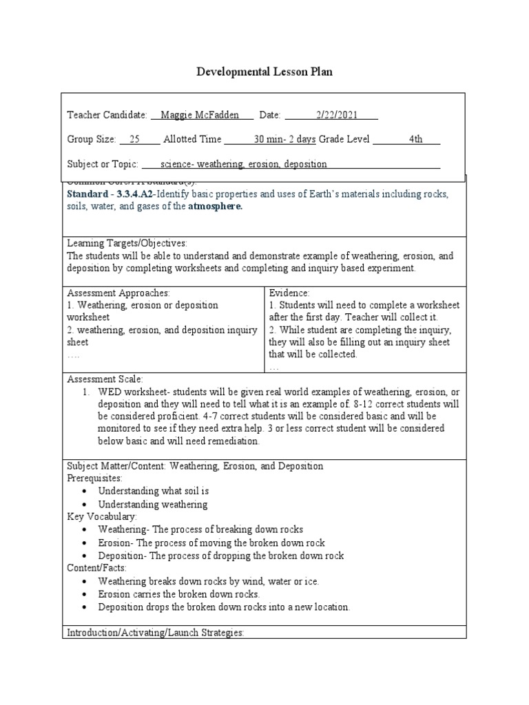 Weathering, Erosion, and Deposition Lesson | PDF | Weathering | Erosion