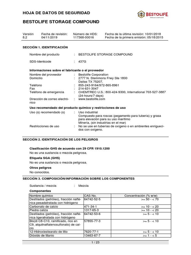 Bestolife Storage Compound SP v8.2 | PDF | Ciencias fisicas | Productos ...