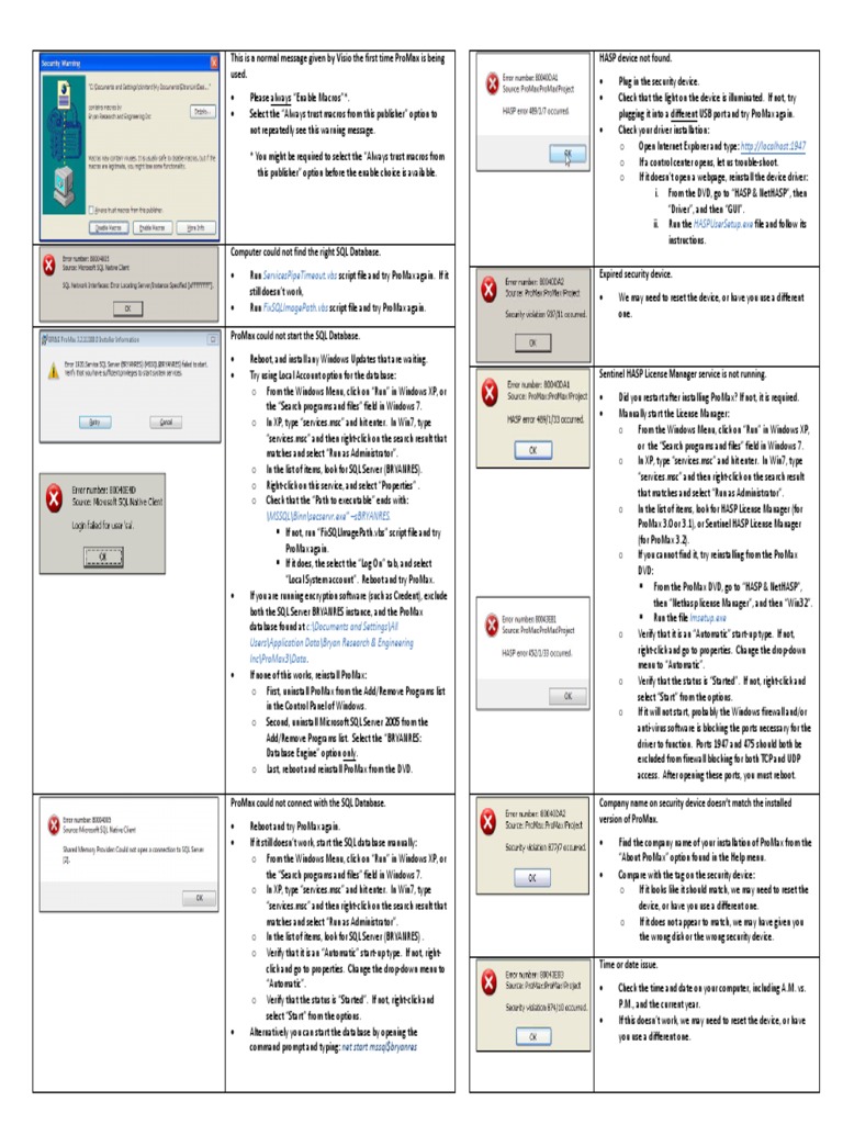 ProMax Error Solutions | PDF | Windows 7 | Microsoft Windows