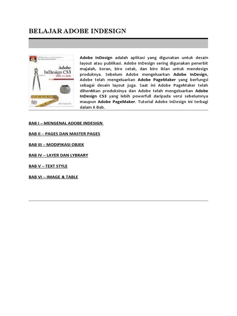 Tutorial Lengkap Adobe InDesign | PDF | Karier & Perkembangan | Seni