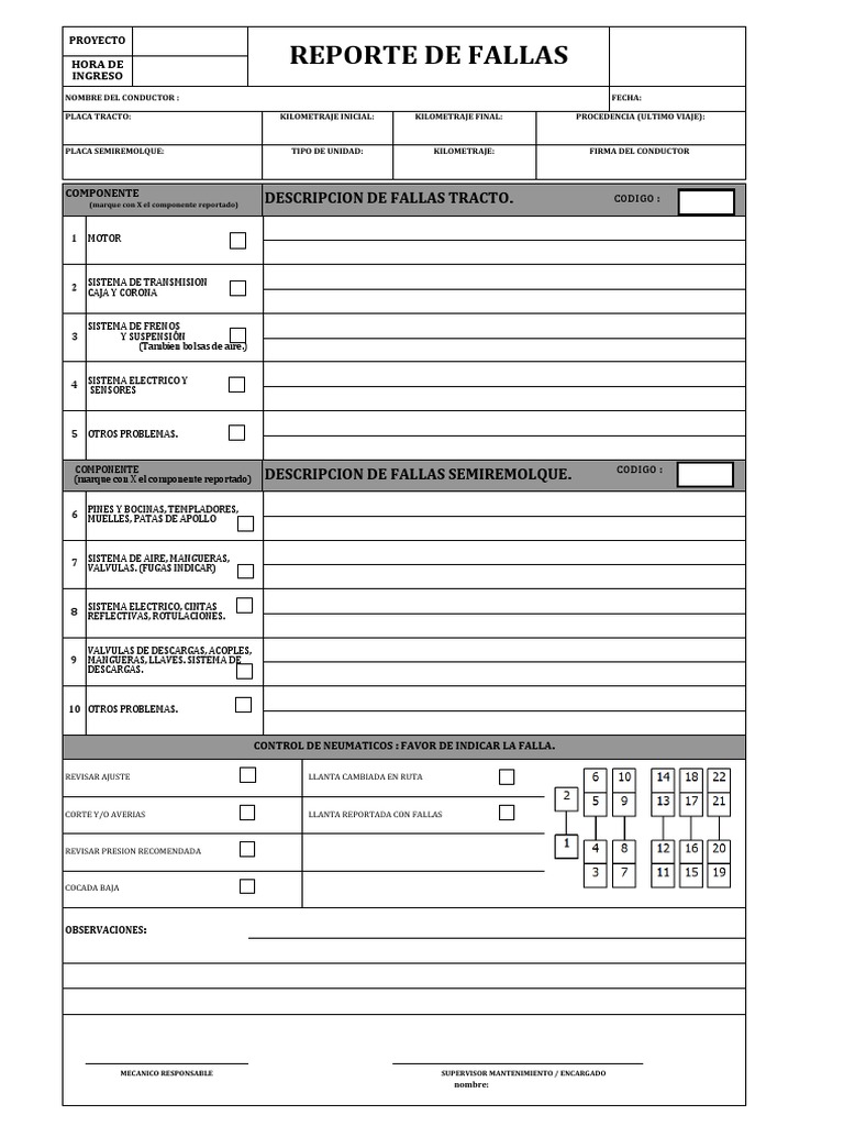 Reporte de Fallas | PDF | Vehículos | Vehículo de motor