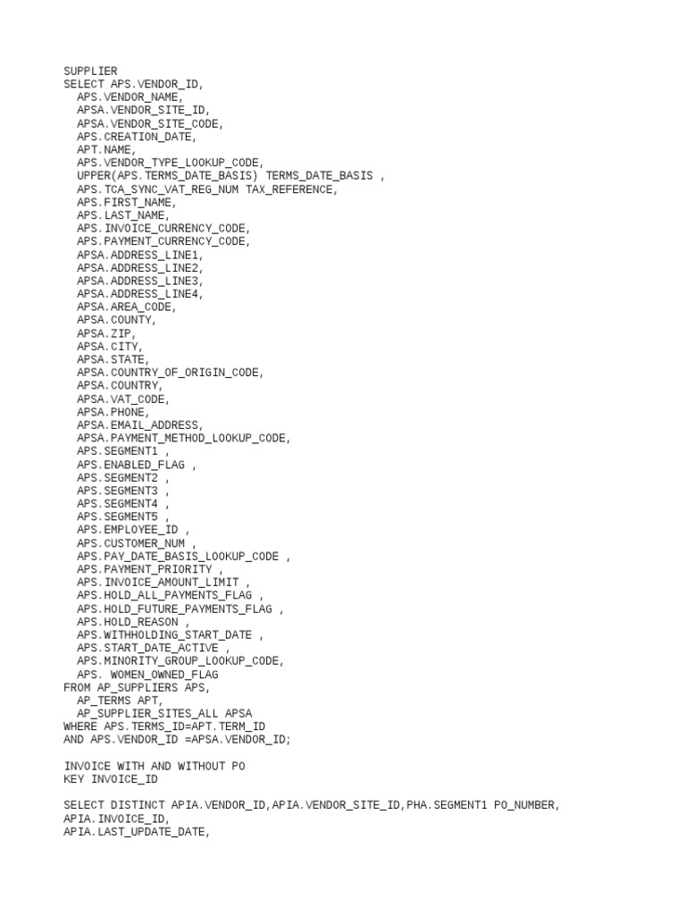 Supplier and Invoice Data Queries | PDF | Accounts Payable | Corporations