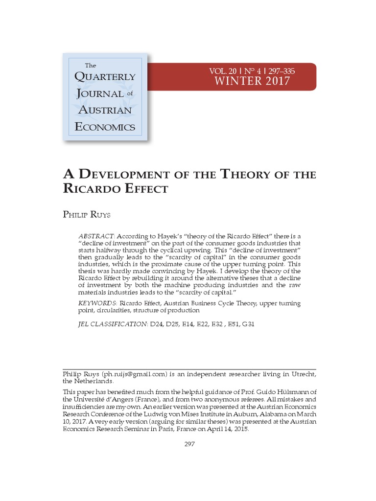 A Development of The Theory of The Ricardo Effect | PDF | Labour ...