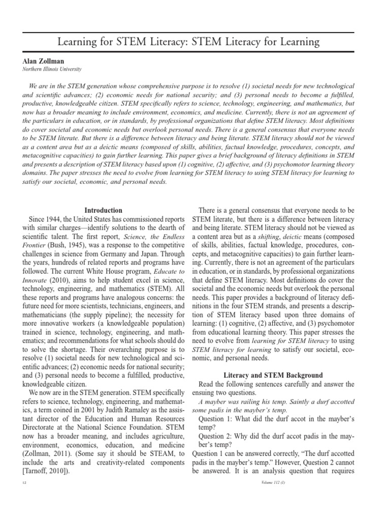 Learning For STEM Literacy | PDF | Science, Technology, Engineering ...
