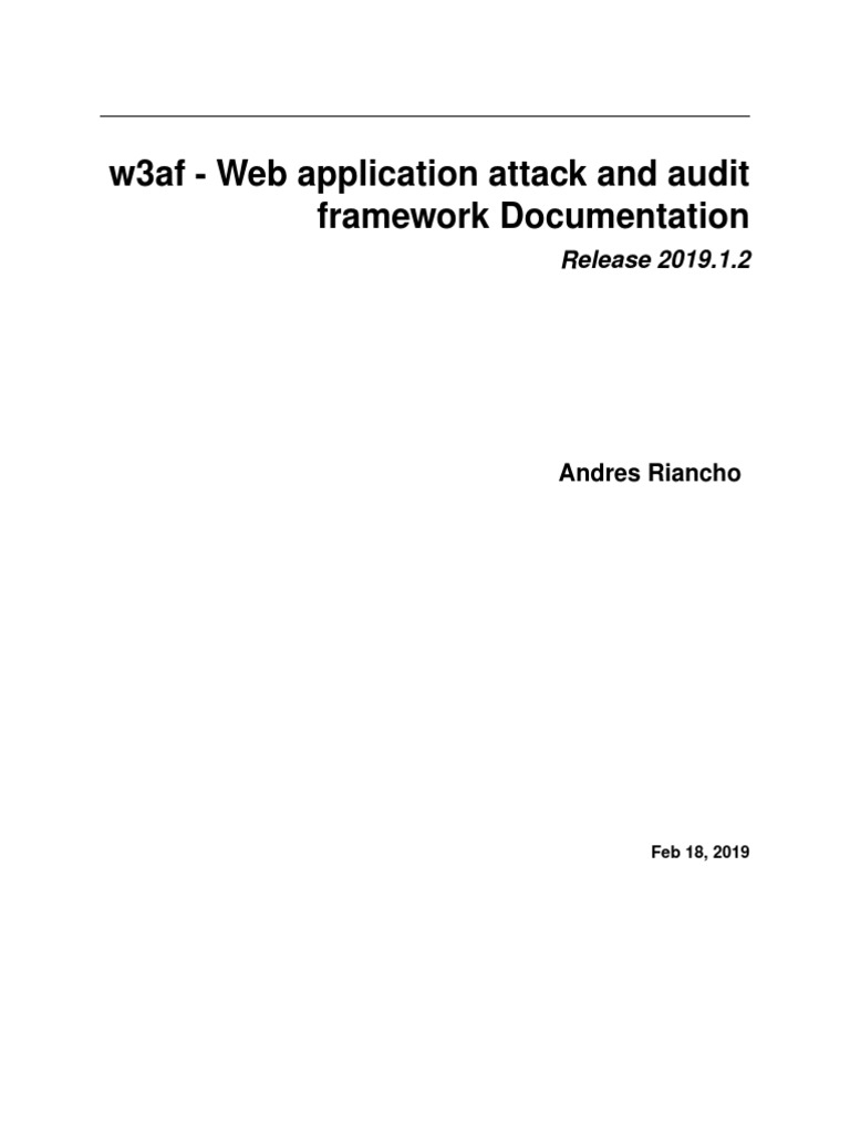 W3af - Web Application Attack and Audit Framework Documentation | PDF | Http Cookie | Hypertext ...