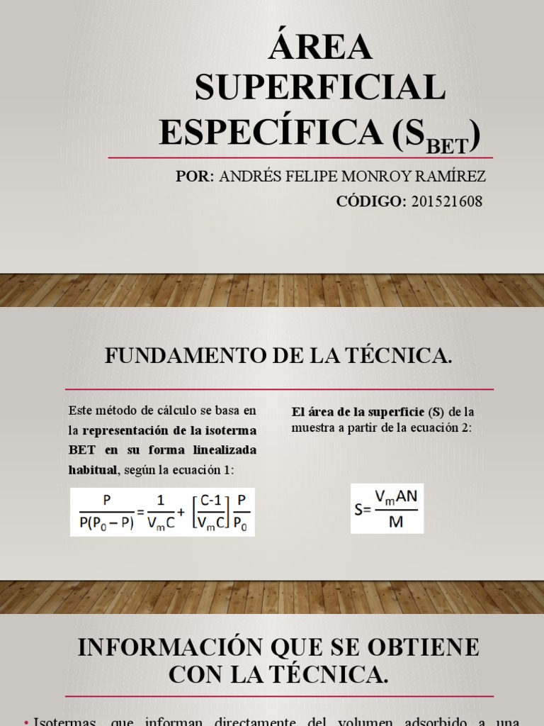 Área Superficial Específica (SBET). EXPOSICIÓN | PDF | Adsorción ...