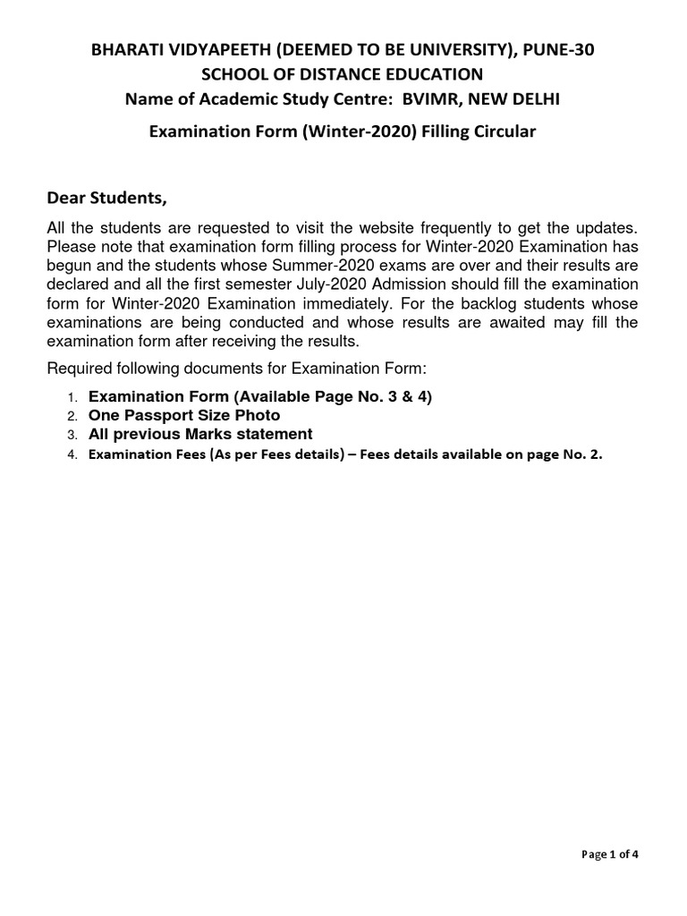 Examination Form Filling Circular | PDF | Academic Term | Academia