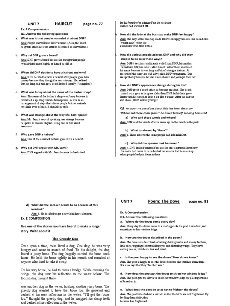Haircut Grade 4 Notes | PDF | Beard